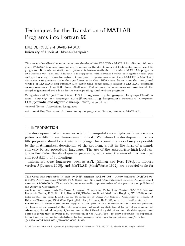 Roseluiz Translation Of Matlab Into Fortran90 Pdf Matlab Parameter Computer Programming