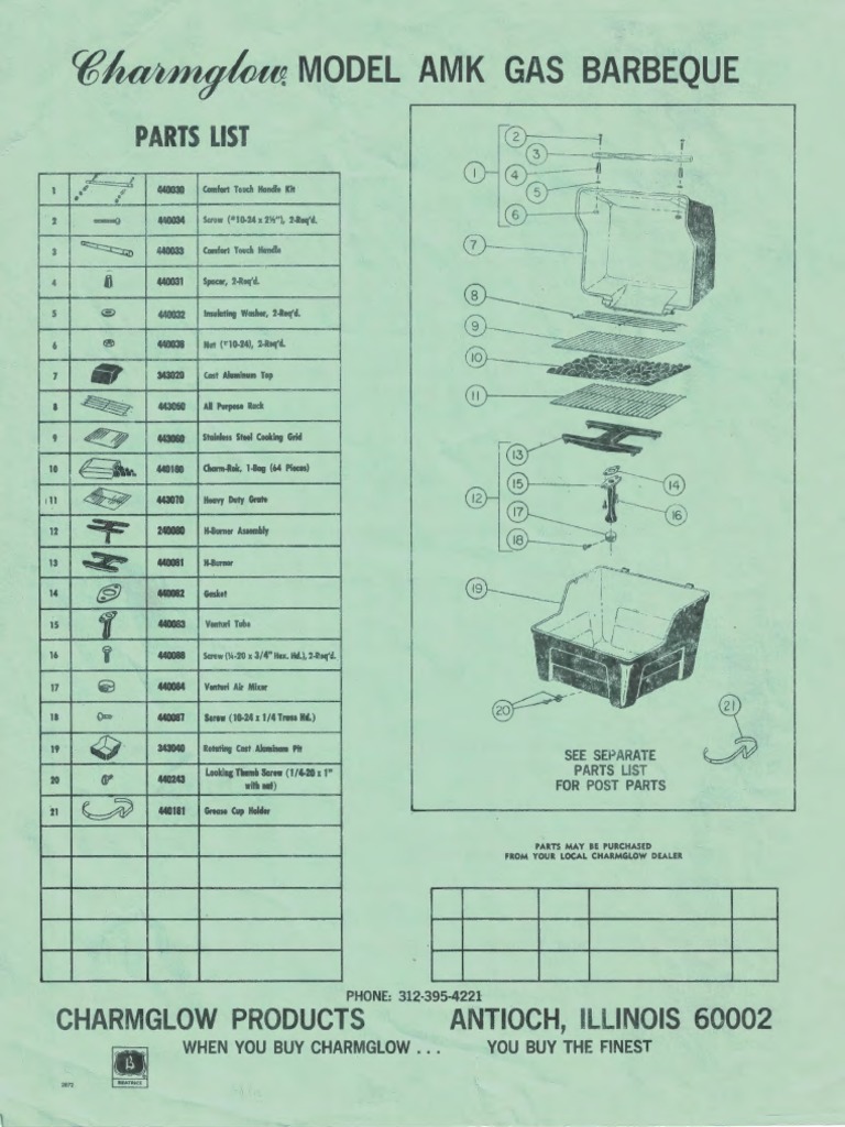 Charmglow Model AMK Gas Barbeque | PDF | Valve | Barbecue Grill