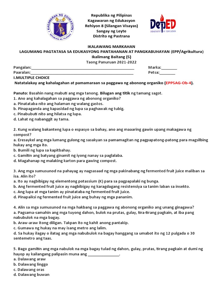 2ND QUARTER EPP 5 SUMMATIVE TEST - Docx NOT FINAL | PDF