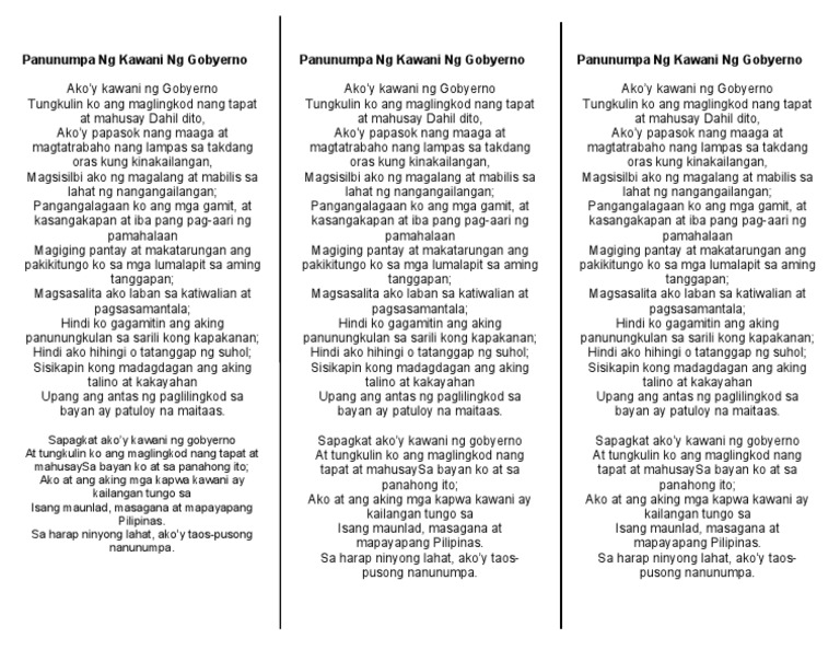 Panunumpa NG Kawani NG Gobyerno | PDF