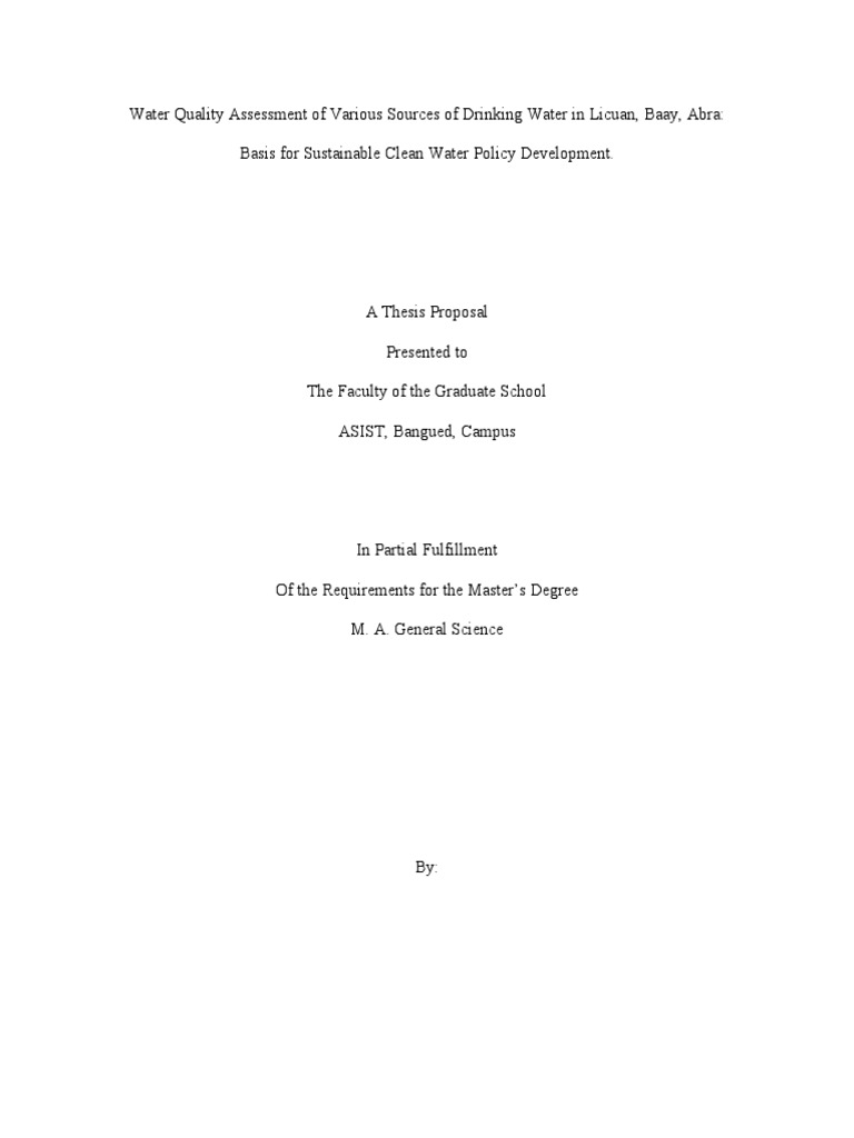 Proposal | PDF | Water Quality | Drinking Water