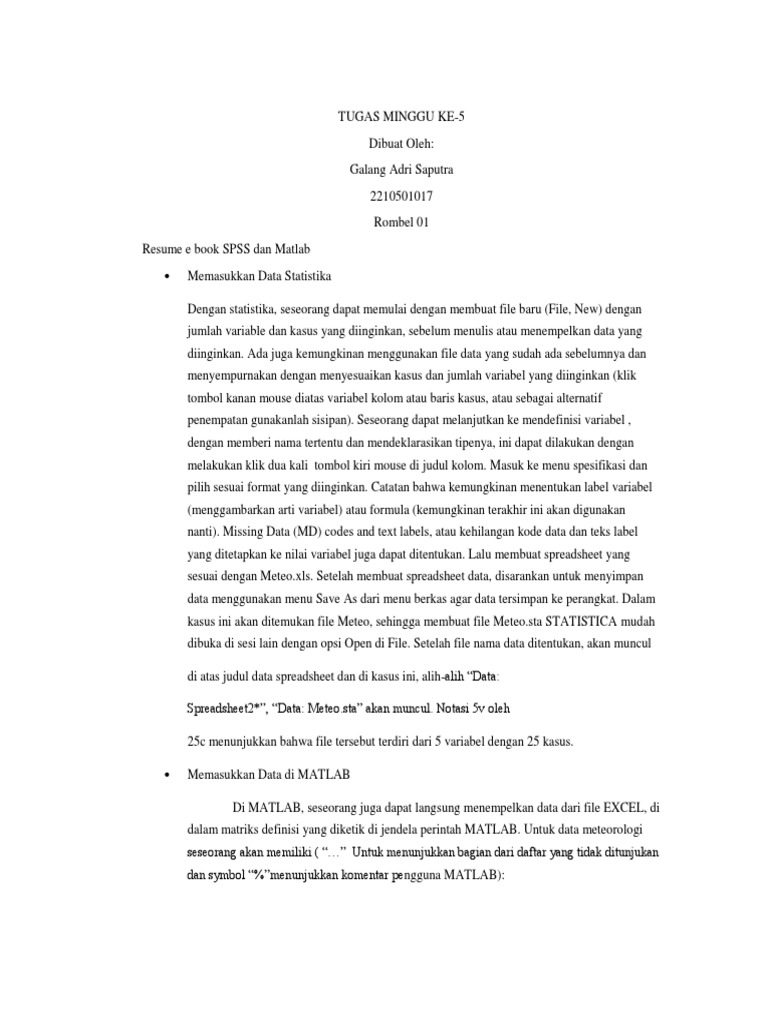 Panduan Input Data SPSS, MATLAB, R | PDF | Metode & Bahan Ajar | Teknologi & Rekayasa