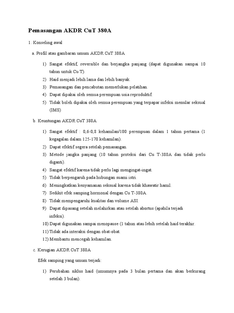 Materi Pemasangan AKDR CuT 380A (Lika Ai) | PDF