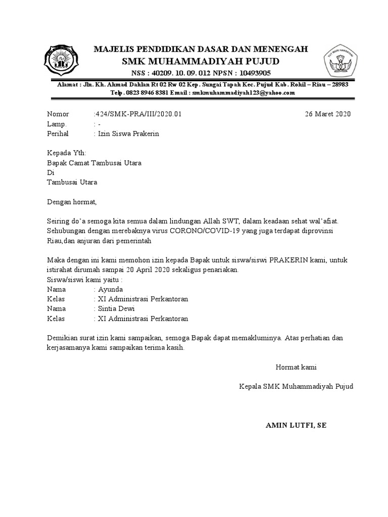 Surat Ijin PKL | PDF