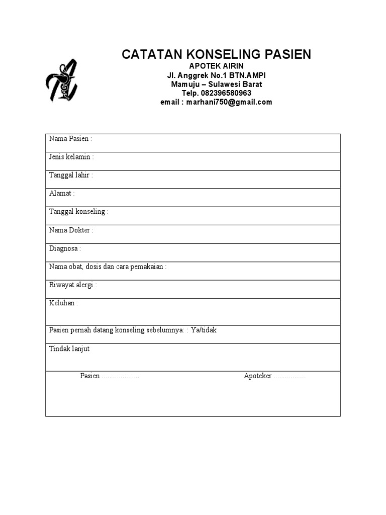 Catatan Konseling Pasien | PDF