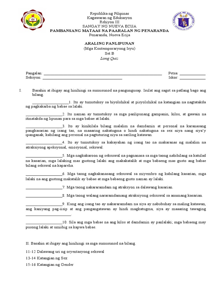 3rd Grading Long Quiz Pdf