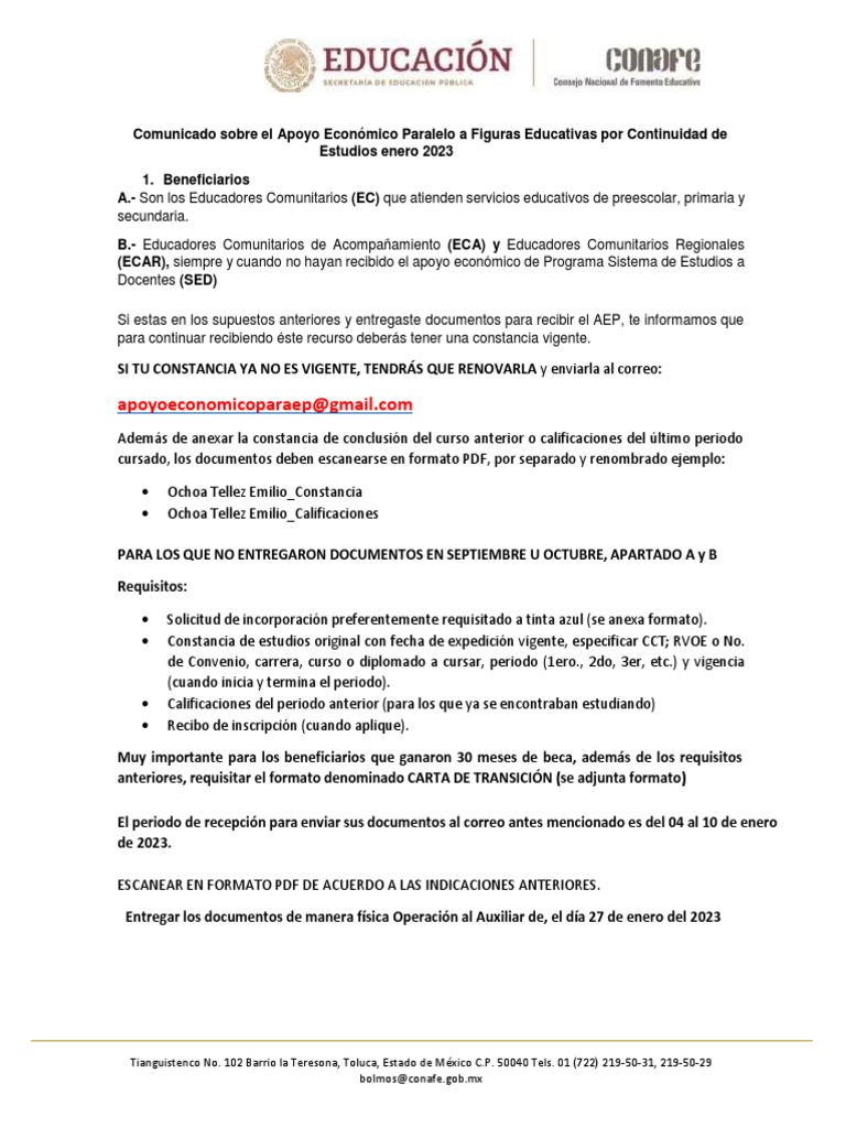 Comunicado Aep Enero 2023 | PDF