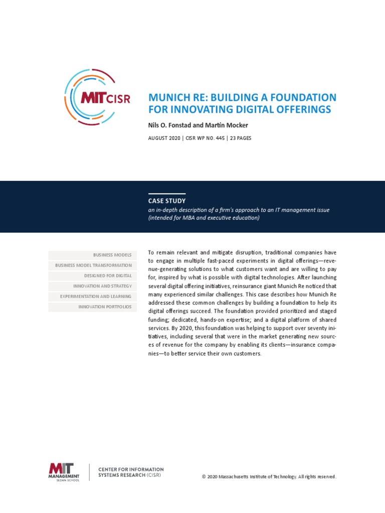 MIT - CISR Research Paper | PDF | Insurance | Private Sector