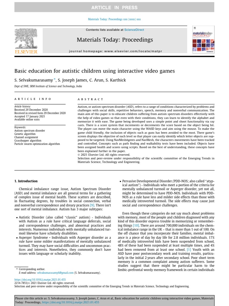 Interactive Video Games for Autistic Education | PDF | Pervasive ...