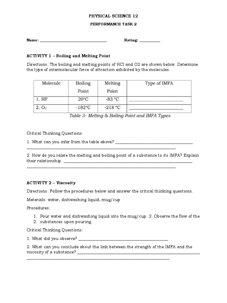 Physical Science 12 Performance Task | PDF | Liquids | Evaporation