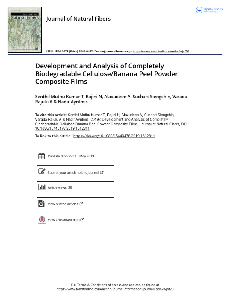 Banana Peel Cellulose PDF | PDF | Biopolymer | Composite Material