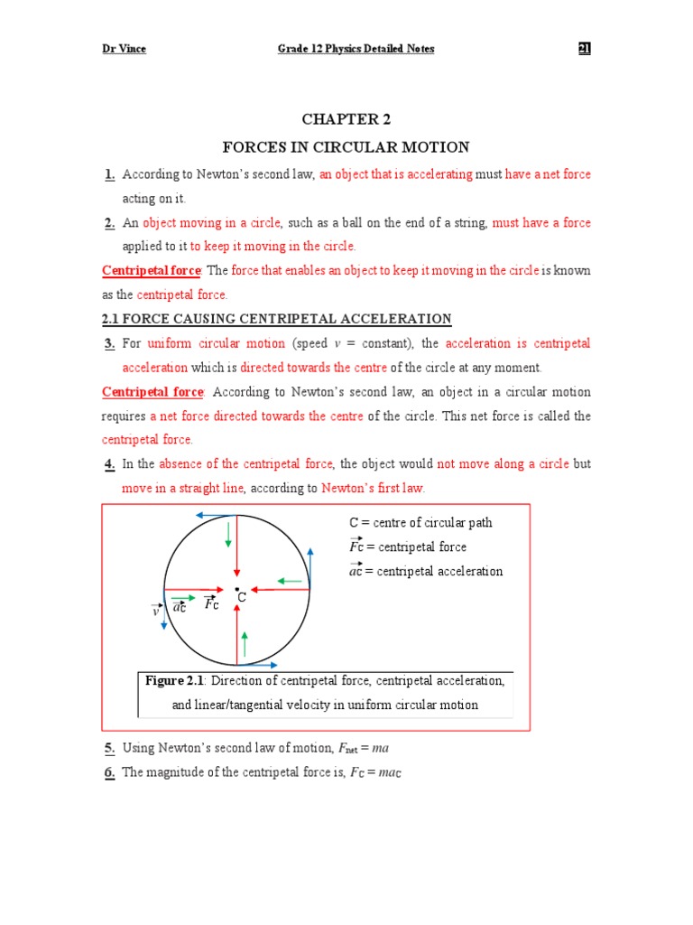 Centripetal Force in Circular Motion | PDF | Acceleration | Force
