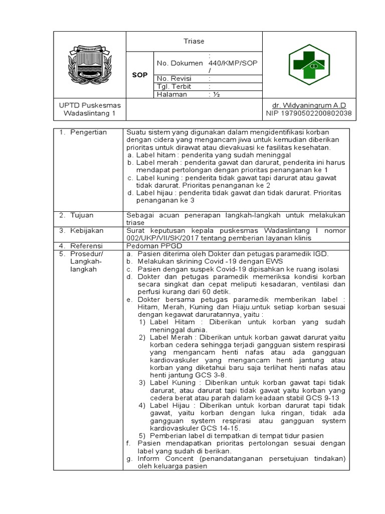 SOP TRIASE Review | PDF