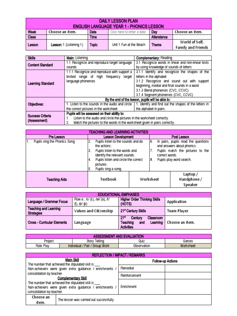 Phonics (Lesson 1-21) | PDF | Phonics | Lesson Plan