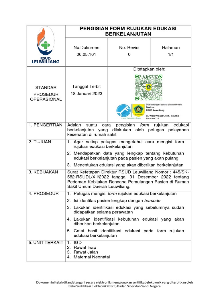06.05.161 Pengisian Form Rujukan Edukasi Berkelanjutan PDF | PDF
