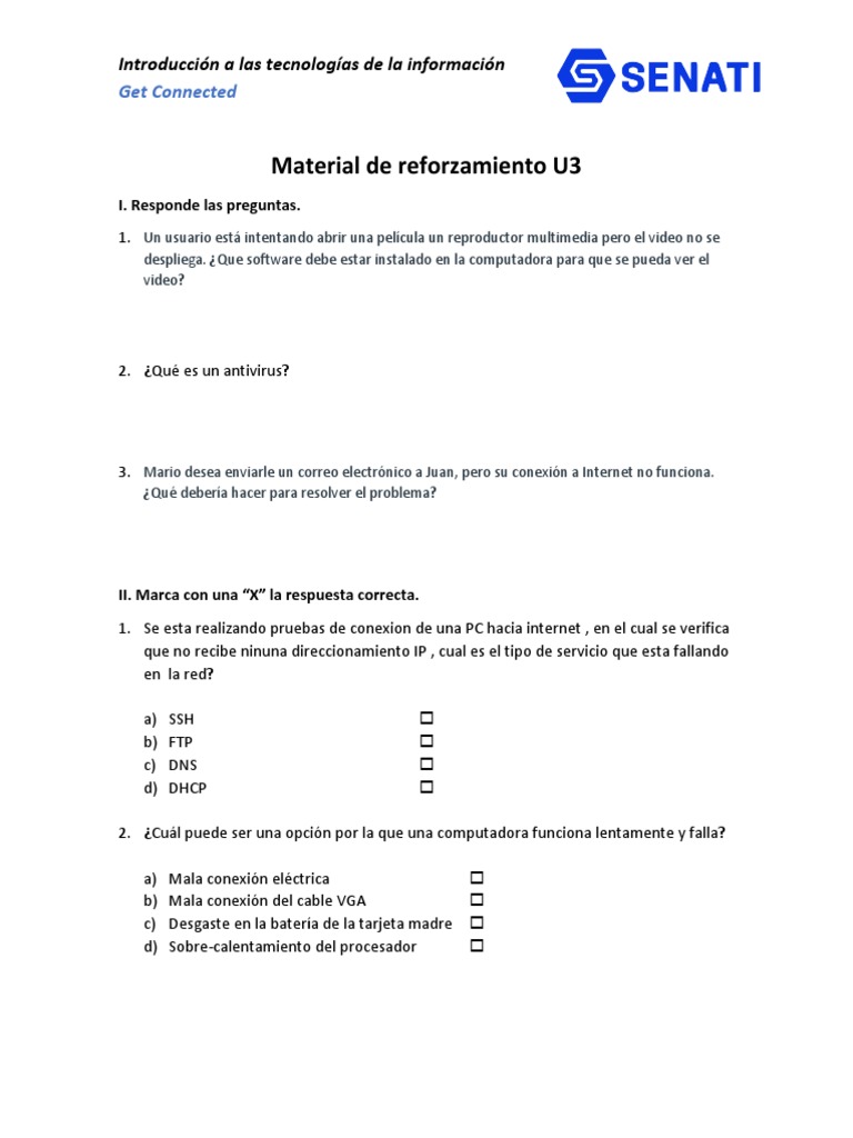 Material de Reforzamiento U3 | PDF