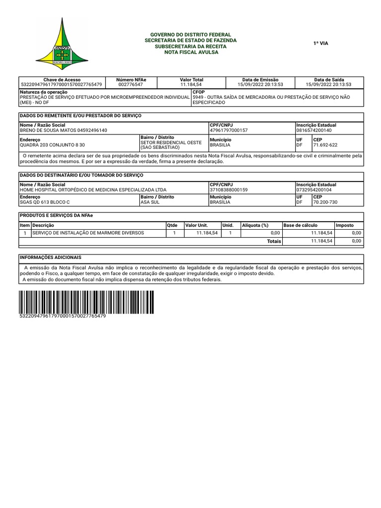 Nota Fiscal Avulsa Eletrônica - NFAe | PDF | Recibo | Impostos