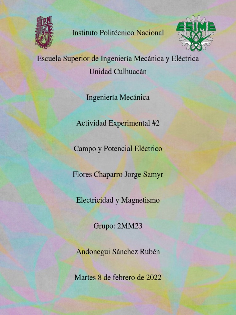 Practica 2 Campo Electrico Pdf Pdf Electricidad Campo Eléctrico
