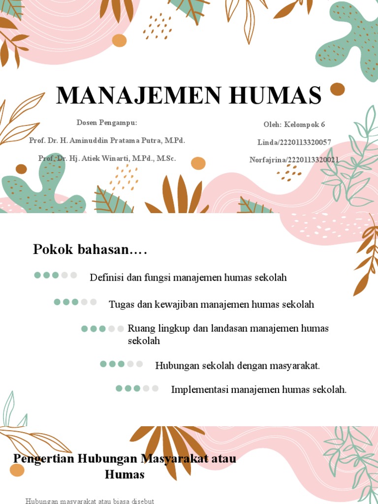 Manajemen Humas Sekolah dan Fungsinya | PDF | Karier & Perkembangan