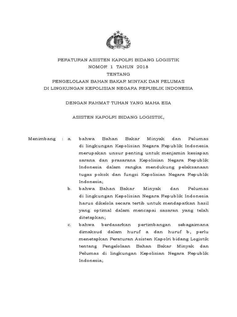 Per Slog No 1 Tahun 2018 TTG BBMP | PDF