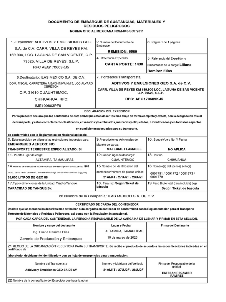 EMBARQUE - Hoja1 | PDF