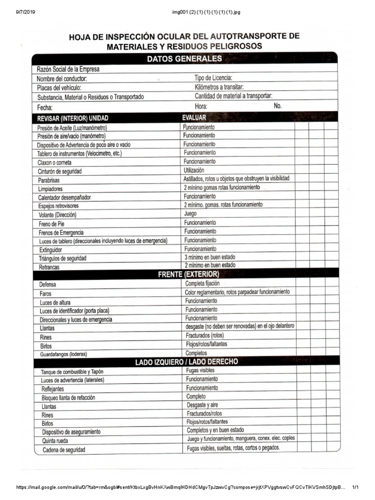 Hoja de Inspeccion | PDF Hoja de Inspeccion | PDF