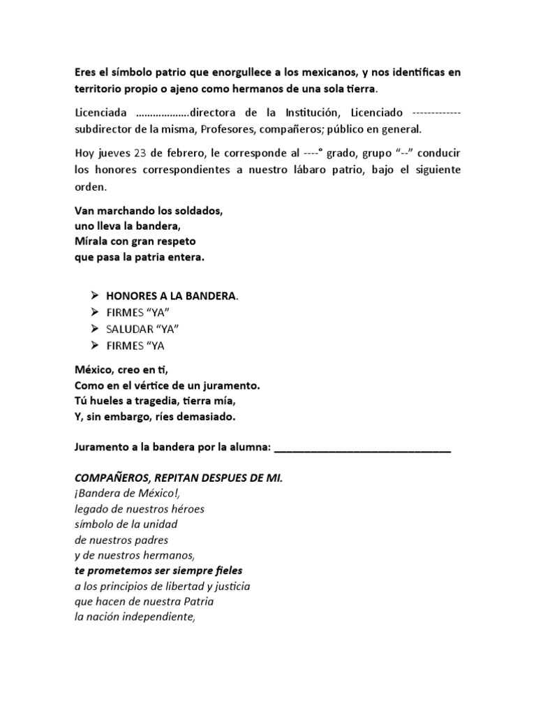 Programa de Homenaje Febrero. Día de La Bandera | PDF | México