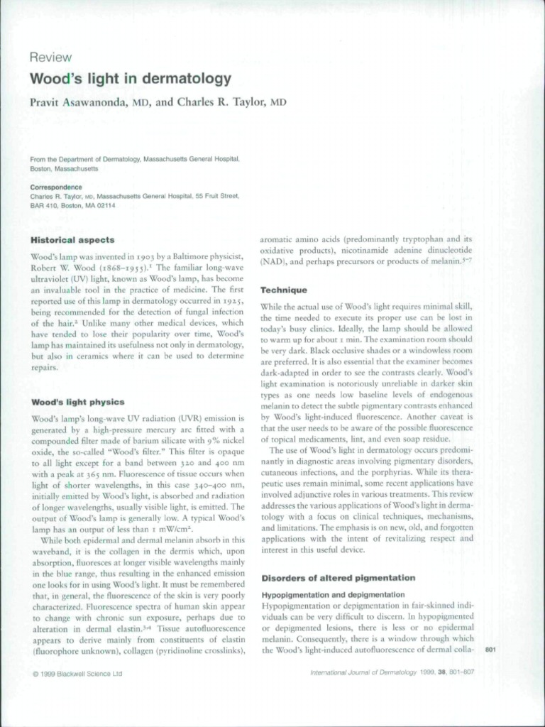 S31 Wood S Light in Dermatology | PDF | Ultraviolet | Skin