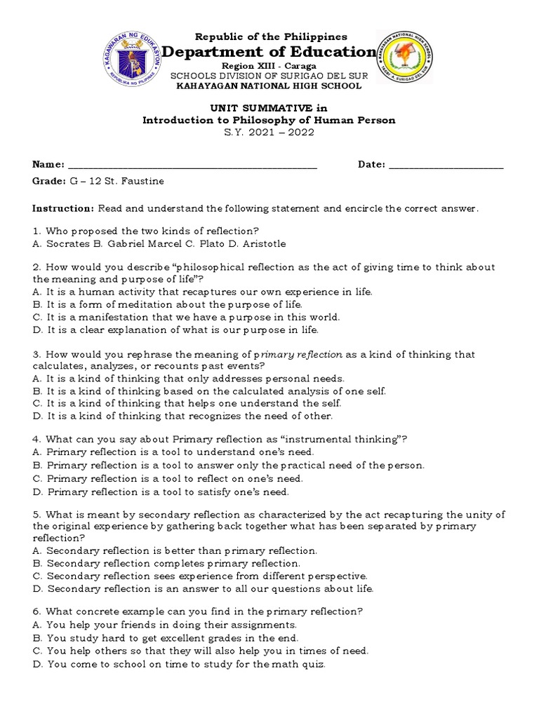 Understanding Philosophy Through Reflection: An Analysis of Primary and ...