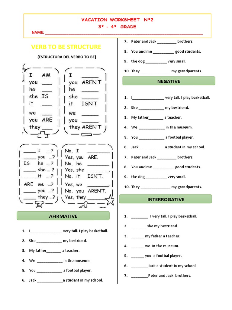 Verb Conjugation Practice: Using Affirmative, Negative, and ...