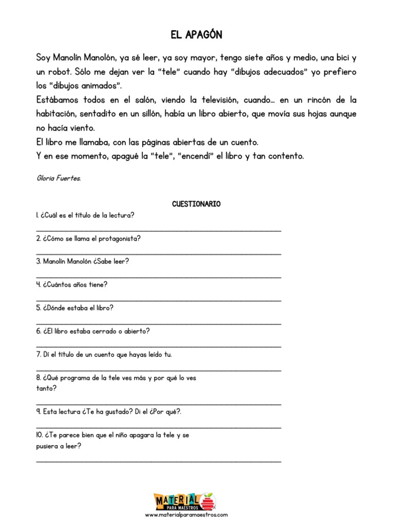 Comprensión Lectora Prof Tomás | PDF