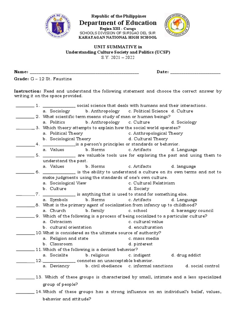 Ucsp Q1 | PDF | Socialization | Kinship