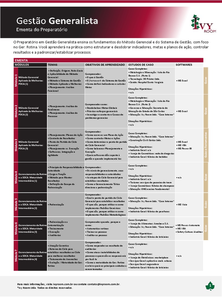 GESTÃO GENERALISTA - EMENTA - v5 PDF | PDF | Planejamento