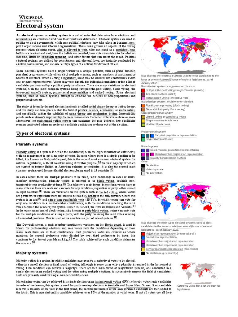 Electoral System | PDF | Two Round System | Voting