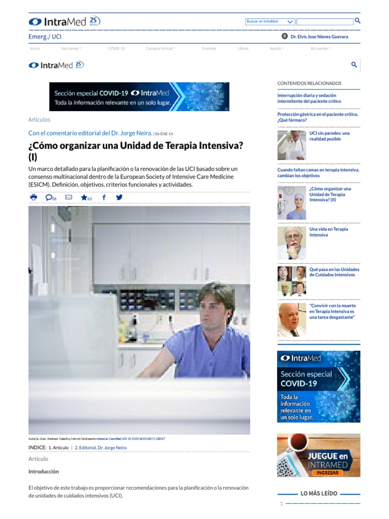 ¿Cómo Organizar Una Unidad de Terapia Intensiva - (I) - Artículos - IntraMed PDF | Descargar ...