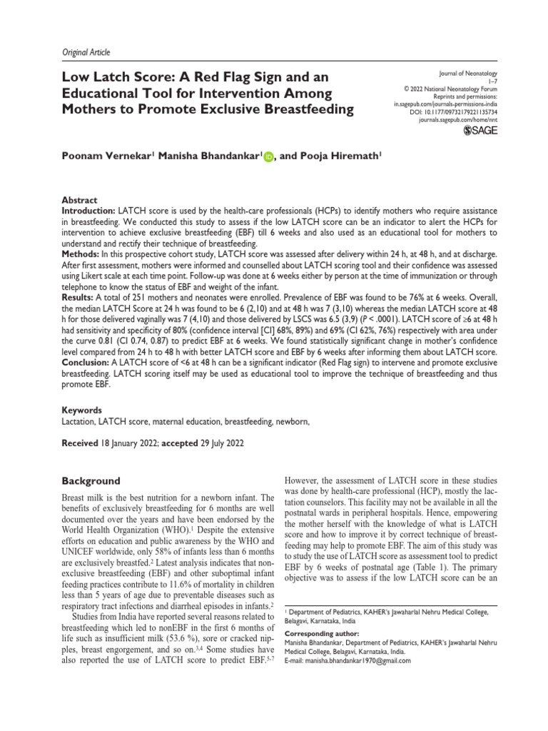 Low Latch Score-A Red Flag Sign and An Educational Tool For ...