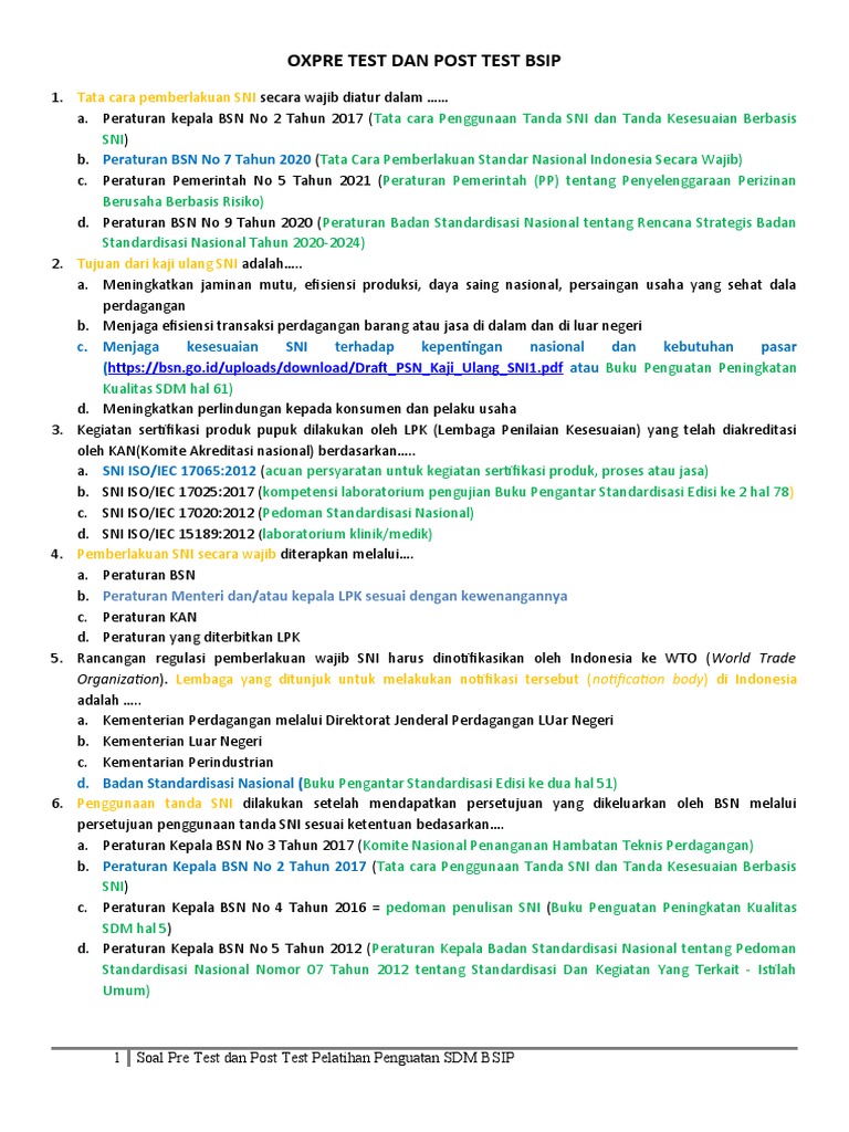 PRE TEST DAN POST TEST BSIP. Edit | PDF