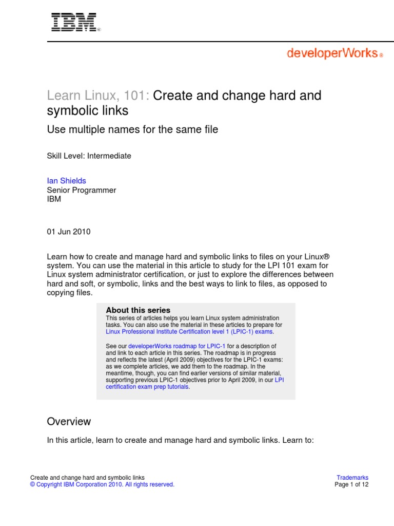 Learn Linux, 101 Create and Change Hard and Symbolic Links PDF | PDF | File System | Computer File