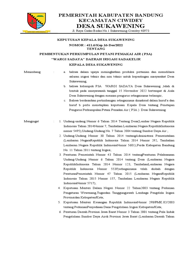 SK Pembentukan P3a Marti Ngahiji | PDF