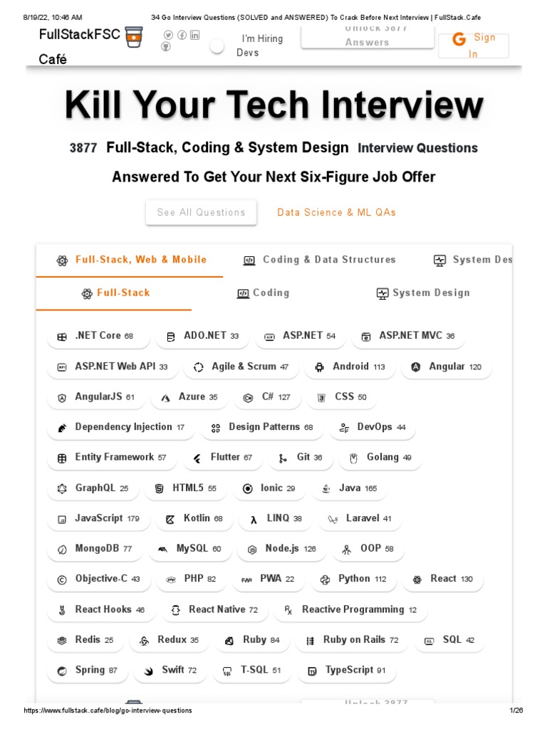 34 Go Interview Questions (SOLVED and ANSWERED) To Crack Before Next Interview - FullStack ...