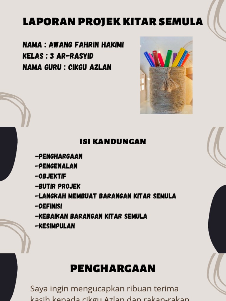 Laporan Projek Kitar Semula | PDF