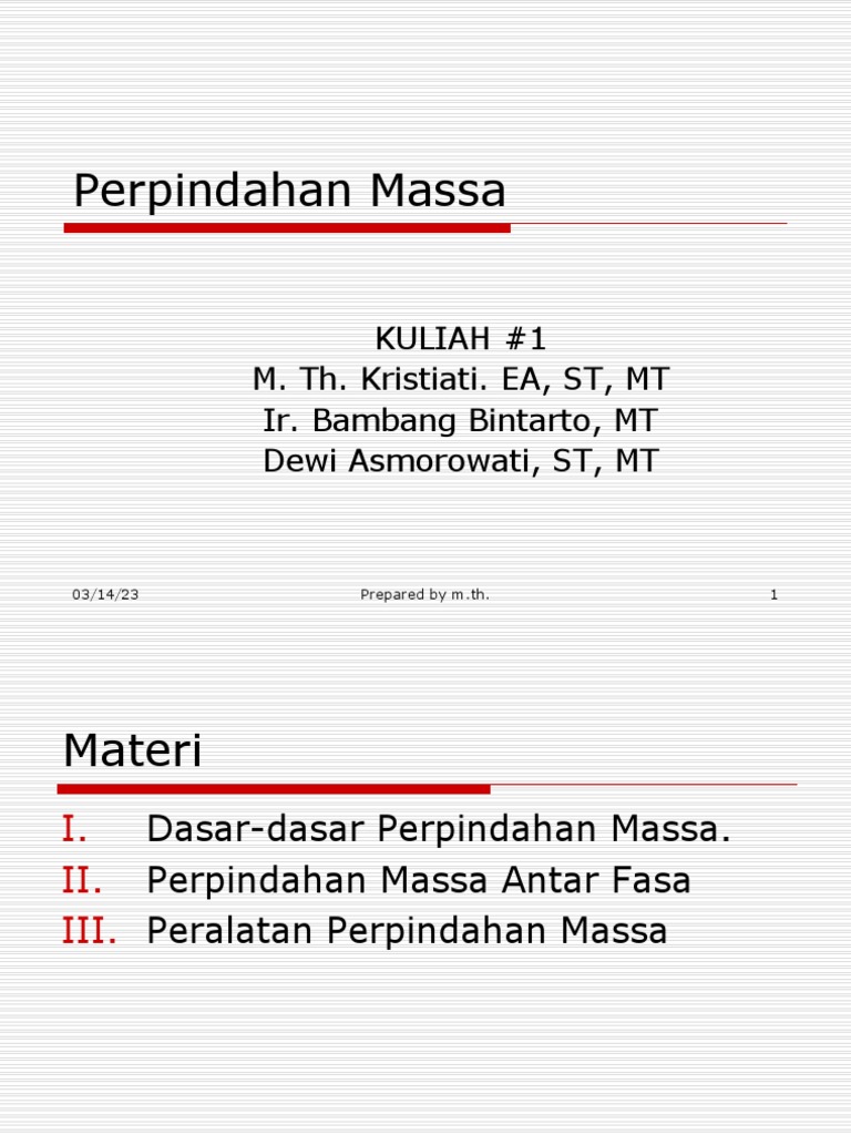 Dasar Perpindahan Massa dalam Fluida | PDF