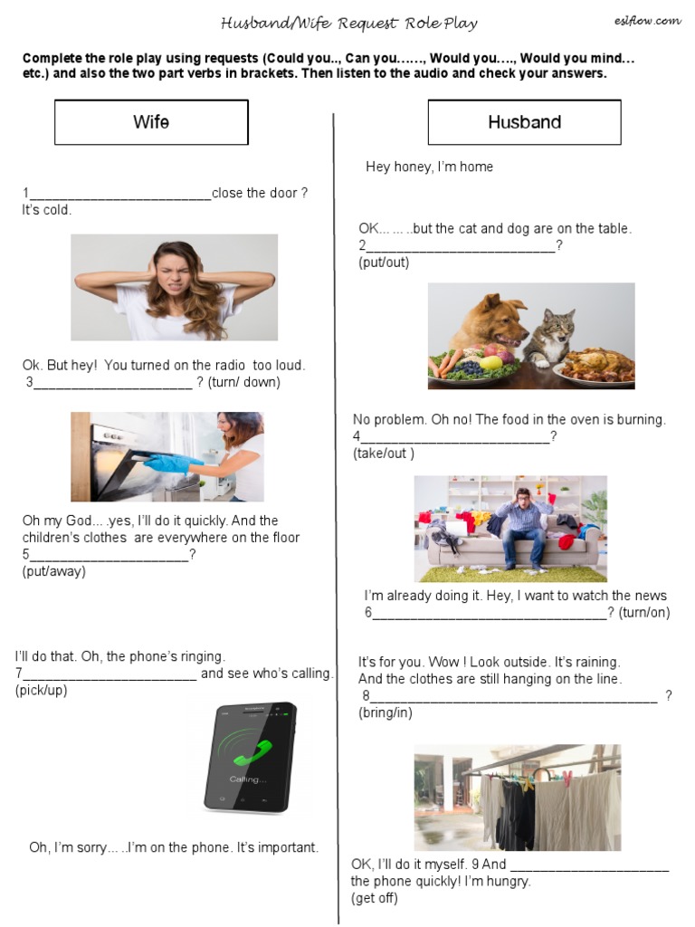 Husband Wife 2 Part Verb Request Role Play 2021 | PDF