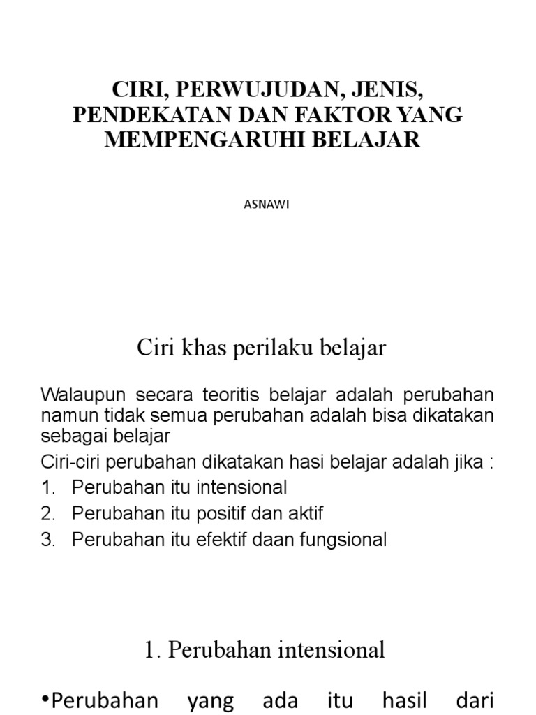 Ciri dan Jenis Perilaku Belajar Siswa | PDF | Pengembangan Diri | Sains ...