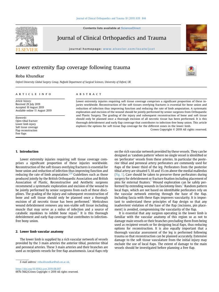 Lower Extremity Flap Coverage Following Trauma | PDF | Human Leg | Knee