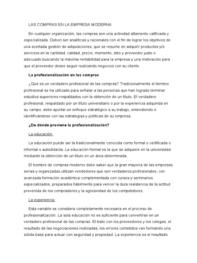 Las Compras en La Empresa Moderna | PDF | Inventario | Educación más alta