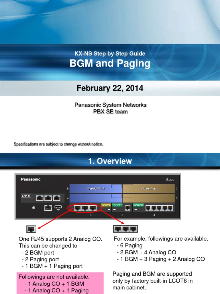 KX-NS BGM and Paging Setup Guide | PDF | Telecommunications ...