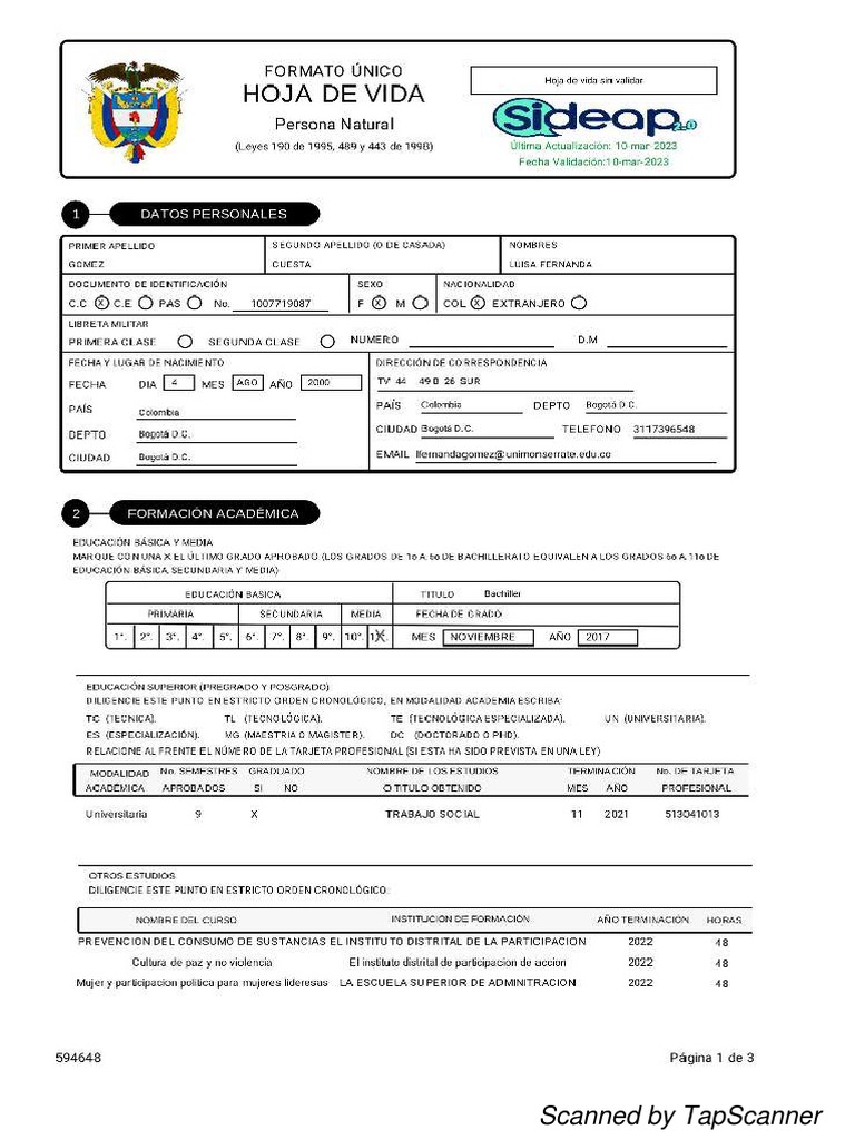 SideAP 2 Hoja de Vida Guide | PDF