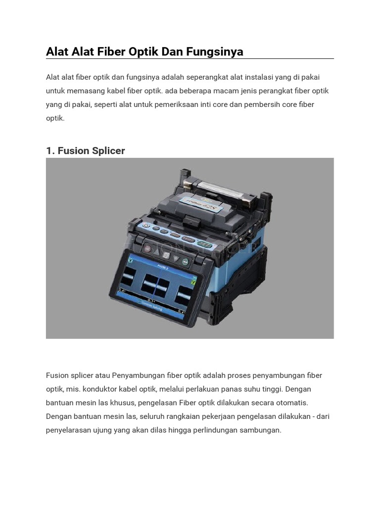 Alat Fiber Optik dan Fungsinya | PDF