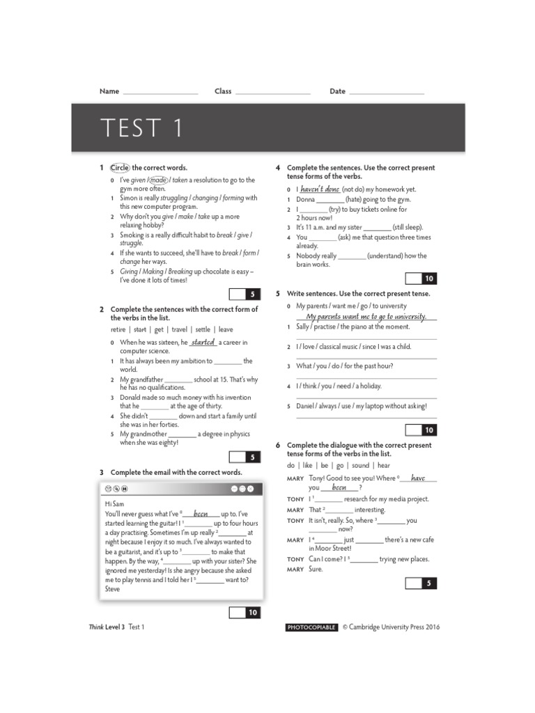 TEST Complete Extra MARGIN-Think 3 | PDF